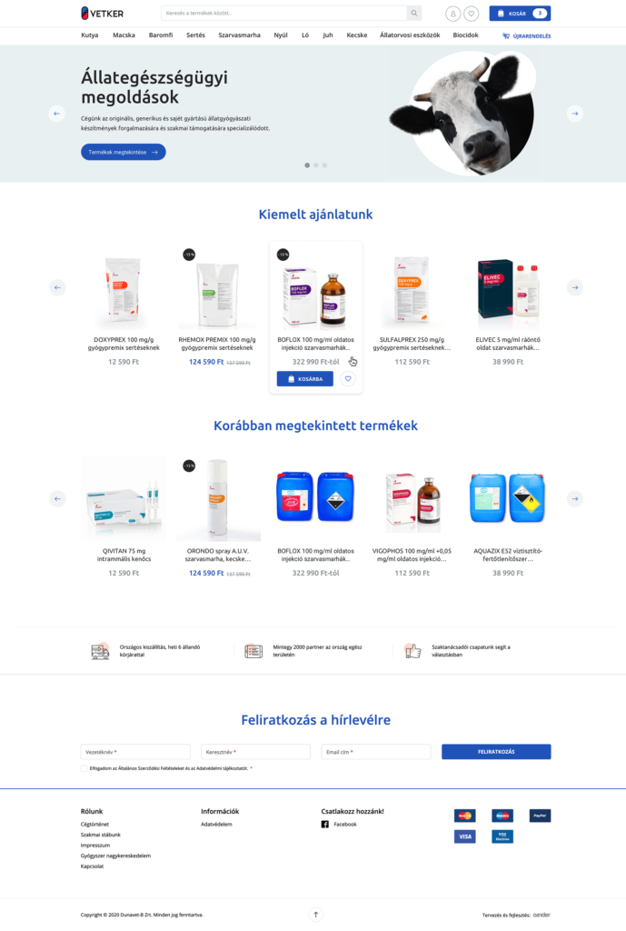 Vetker állatgyógyászati webáruház - OANDER Development